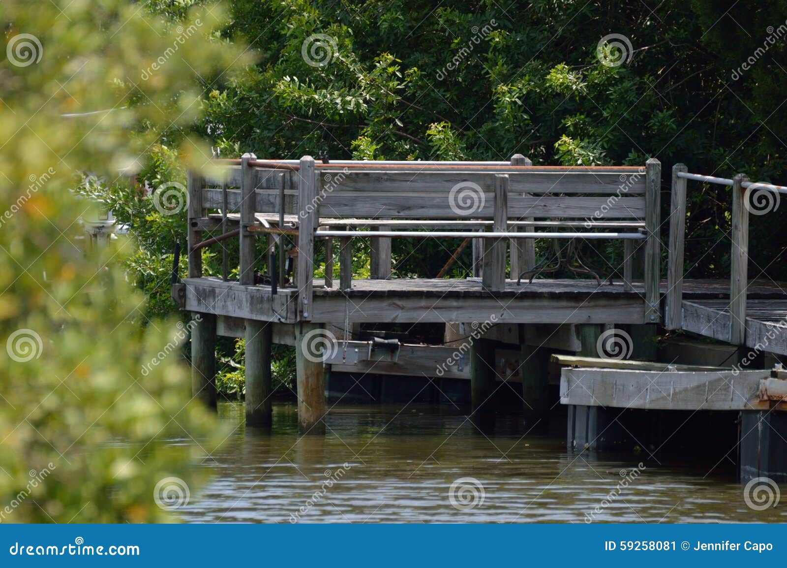 Old Weathered Dock on Waterway Stock Image - Image of waterway, trees ...