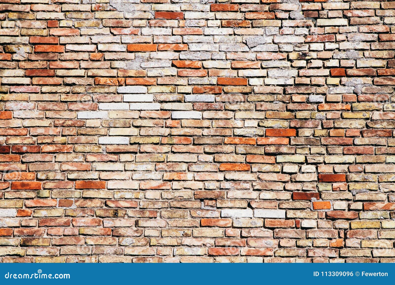 Old and Weathered Grungy Yellow and Red Brick Wall with Visible Crack ...