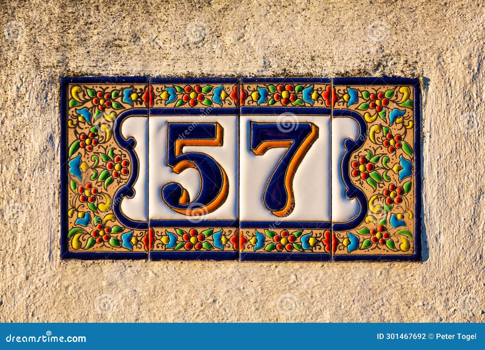Old Weathered House Number 57, Tile on Wall Stock Photo - Image of ...