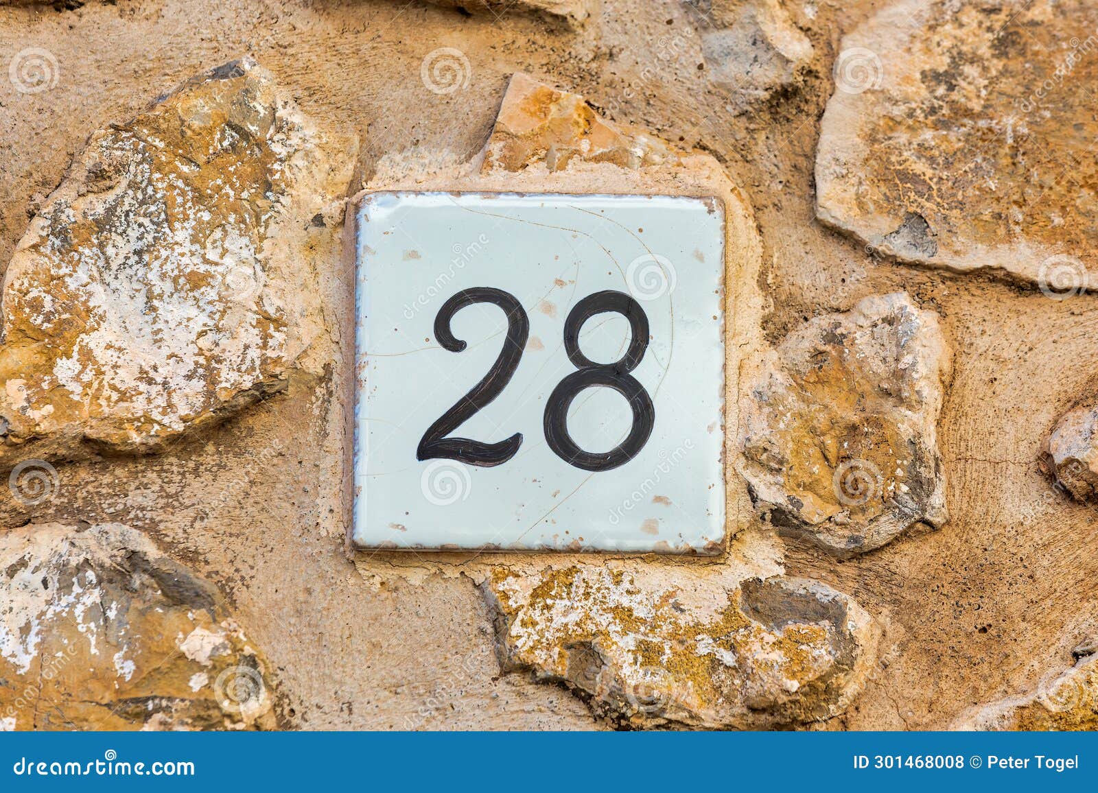 Old Weathered House Number 28, Tile on Wall Stock Photo - Image of decoration, number: 301468008
