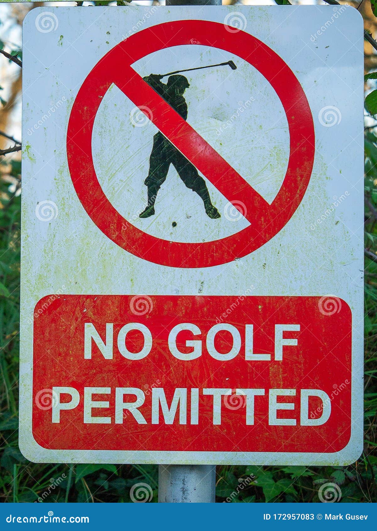Old Weathered No Golf Permitted Sign Stock Image - Image of golf ...