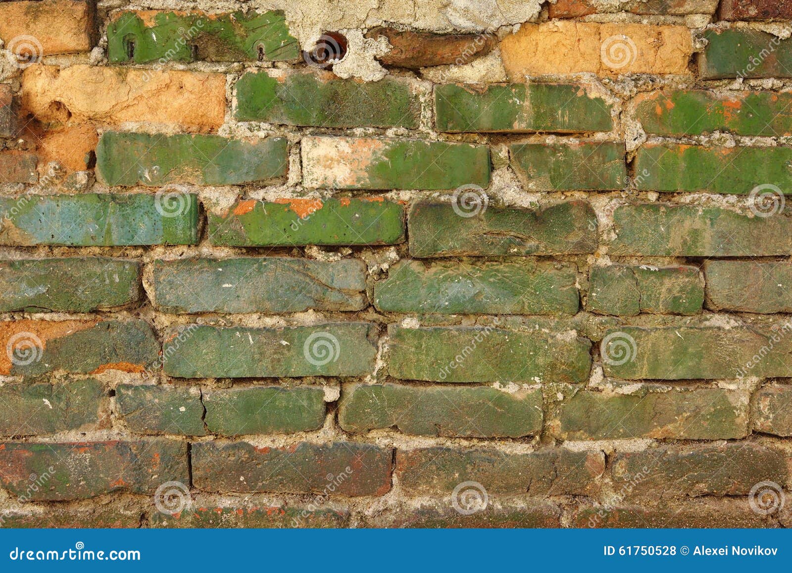 Old Weathered Painted Green Brick Wall Texture Stock Photo - Image of ...