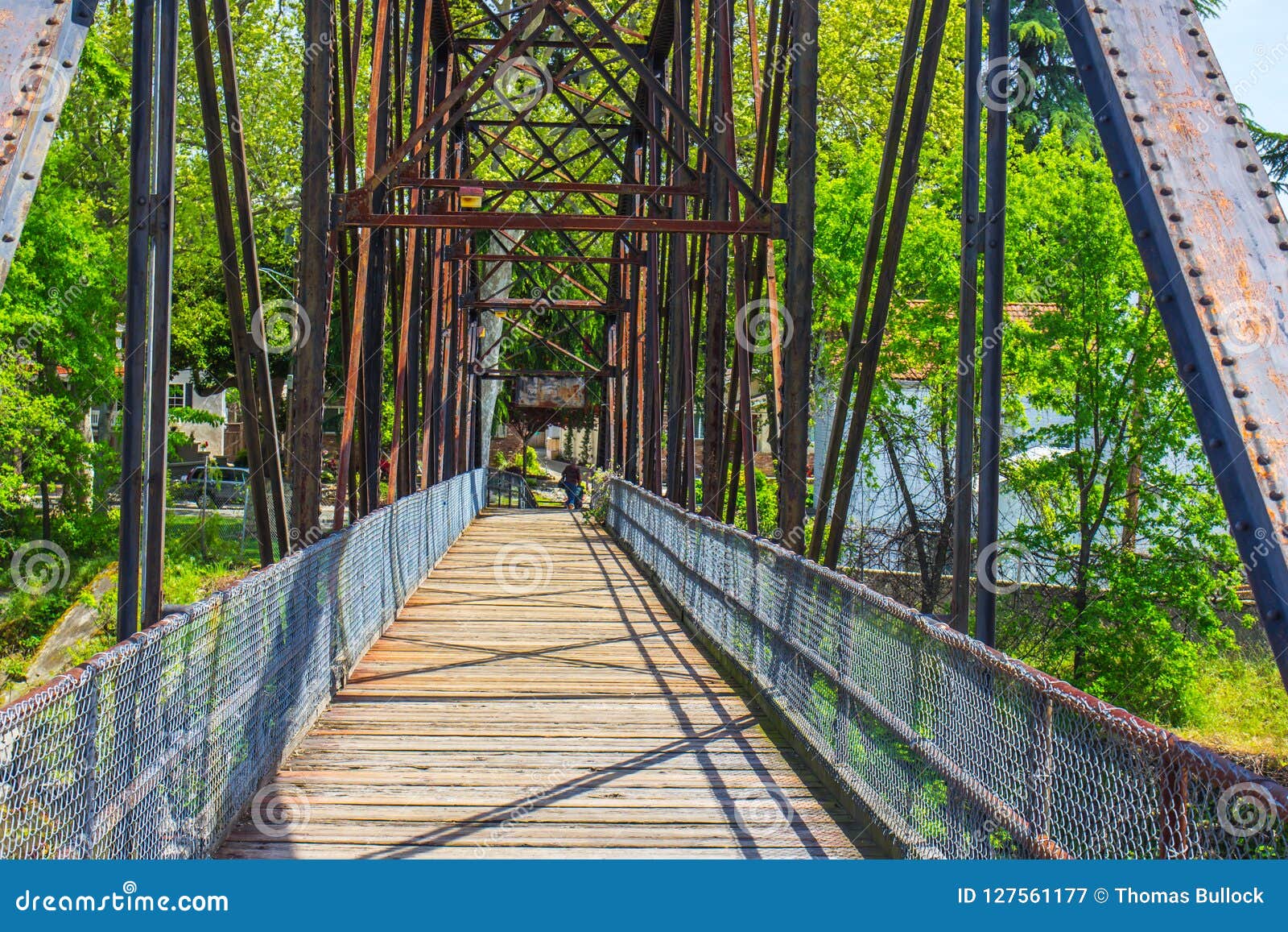 Old Weathered Walking Bridge Over River Stock Image - Image of girders ...