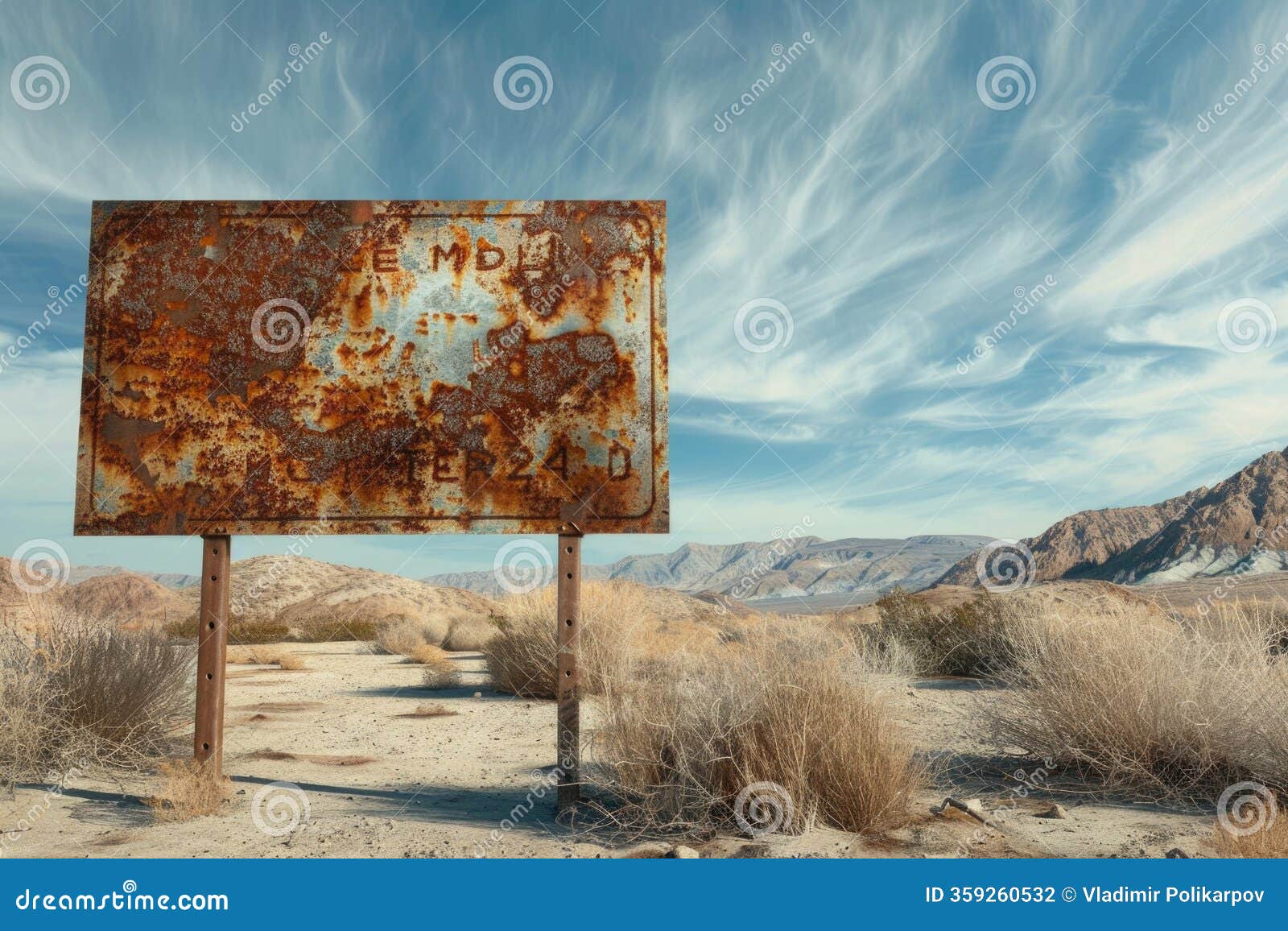 Old Weathered Sign in the Middle of a Desert, Possibly Indicating a ...