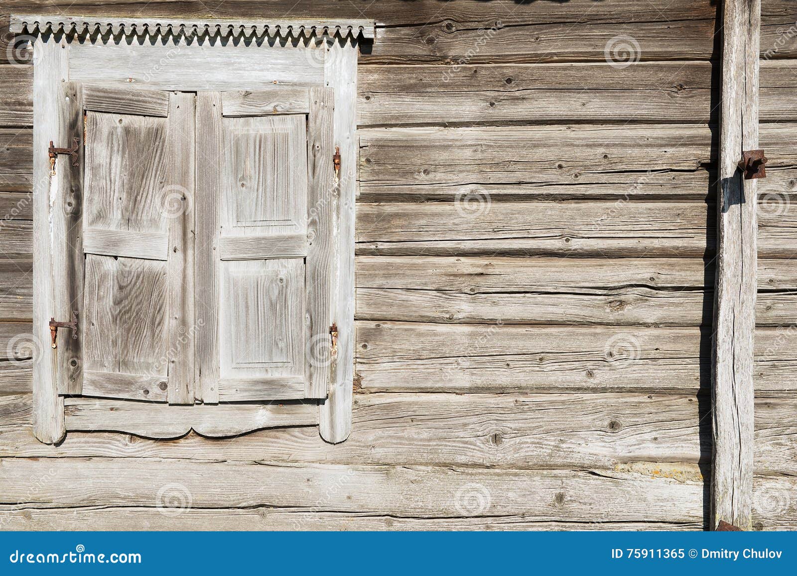 Old Weathered Traditional Wooden Window Shutters. Stock Image - Image ...
