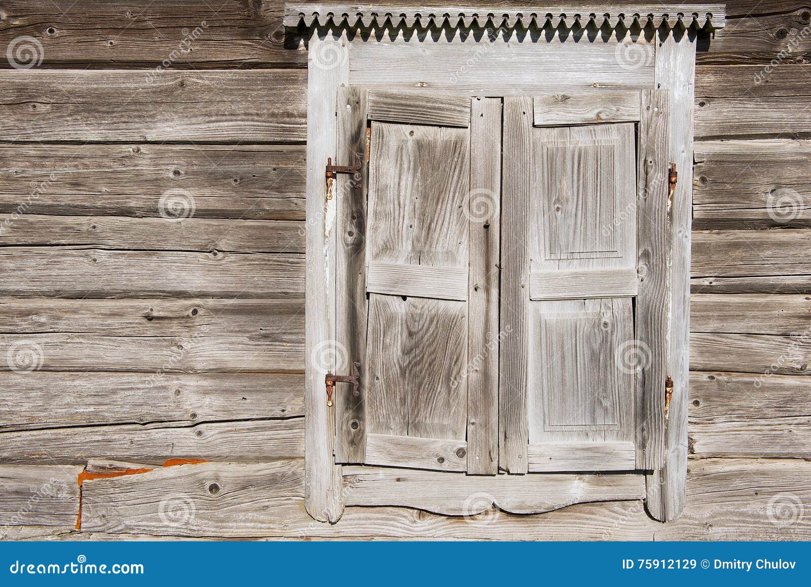 Old Weathered Traditional Wooden Window Shutters. Stock Image - Image ...