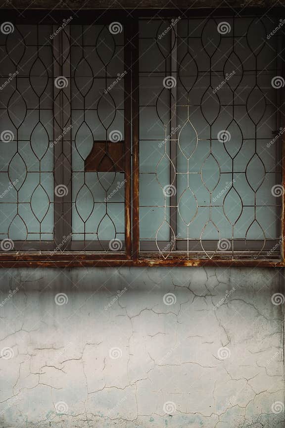 Old, Weathered Window Frame with Multiple Panes Stock Image - Image of ...
