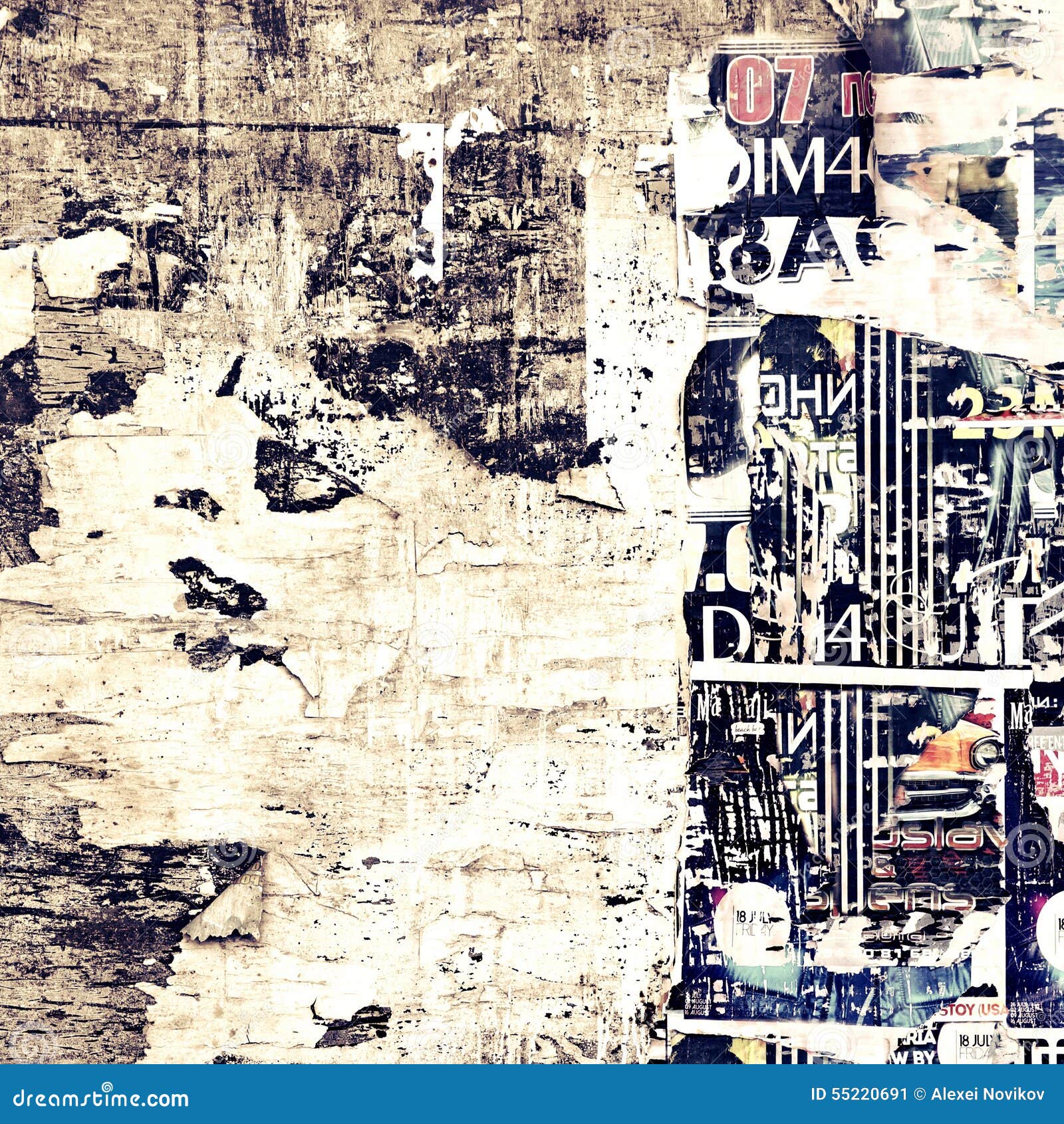 Old Weathered Wood Billboard With Torn Posters Royalty-Free Stock Photo ...