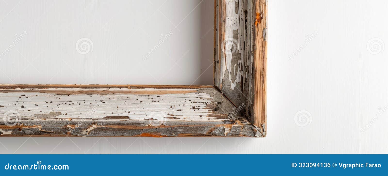Old Weathered Wooden Picture Frame Corner on White Background Stock ...
