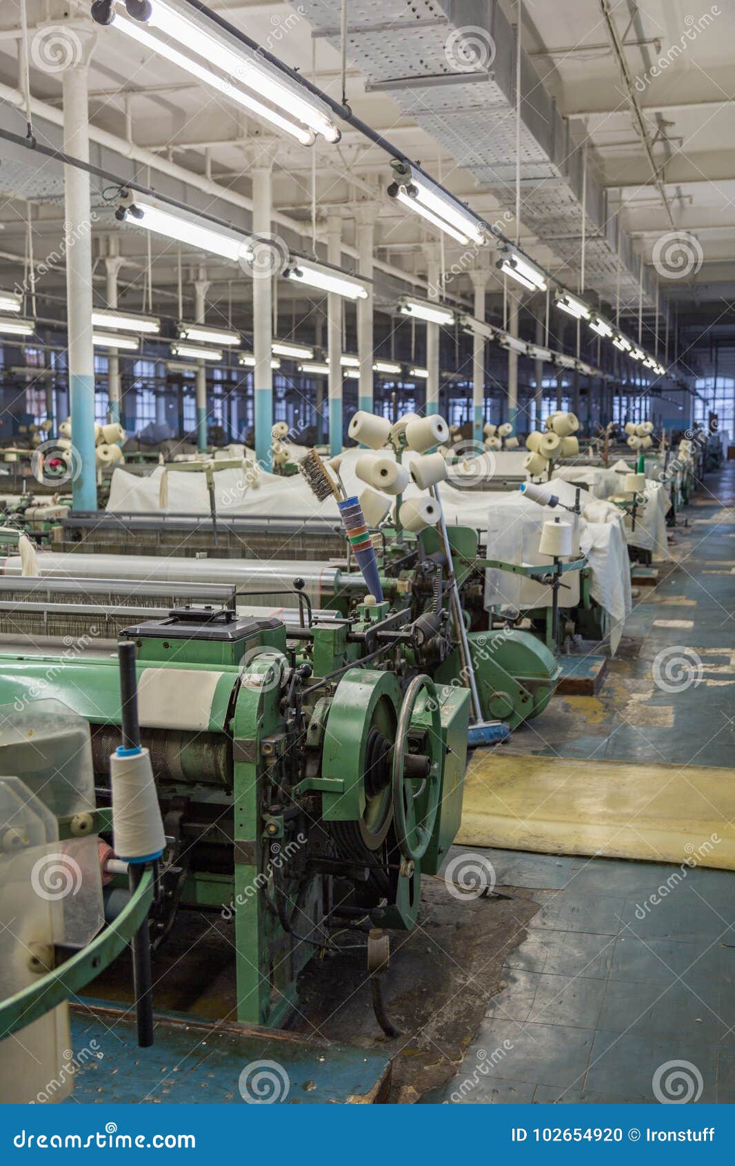Old Weaving Factory Workshop Stock Photo - Image of textile, thread ...
