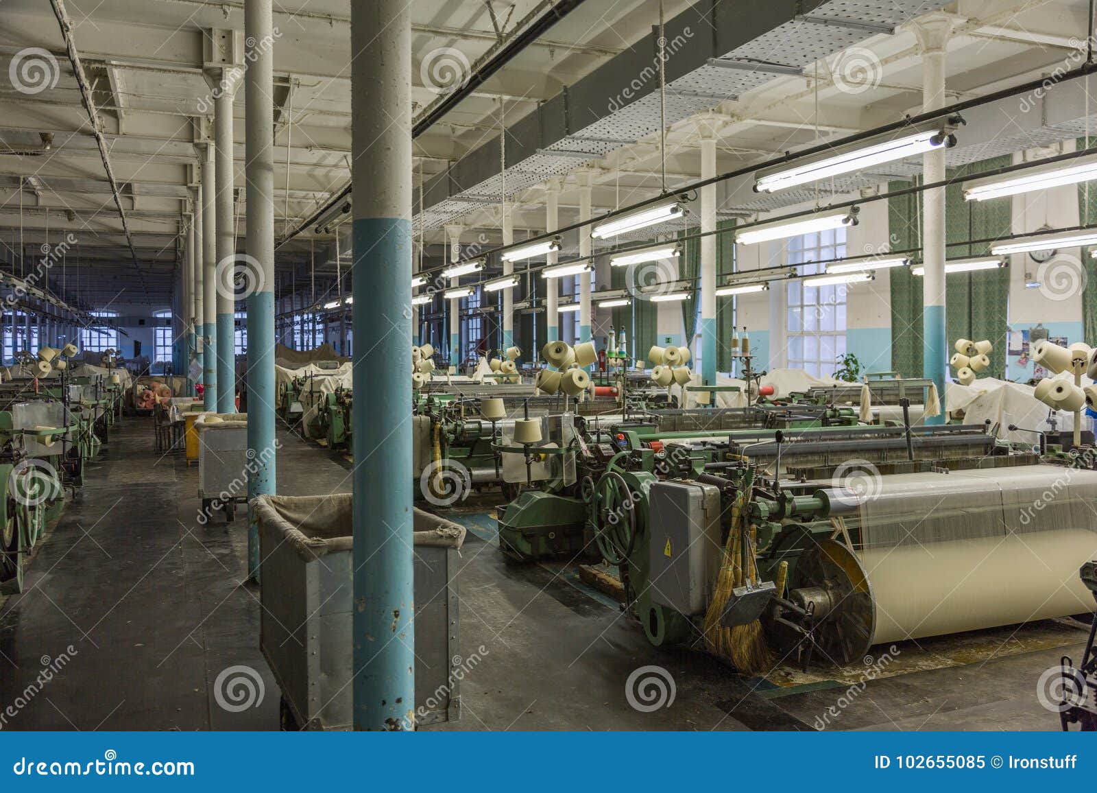 Old Weaving Factory Workshop Stock Image - Image of machines, machine ...