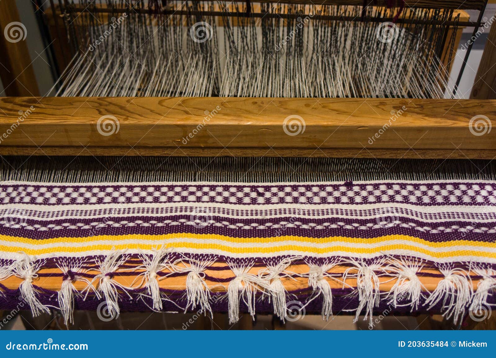 Antique Weaving Loom Closeup with Wool Blanket Stock Photo - Image of ...