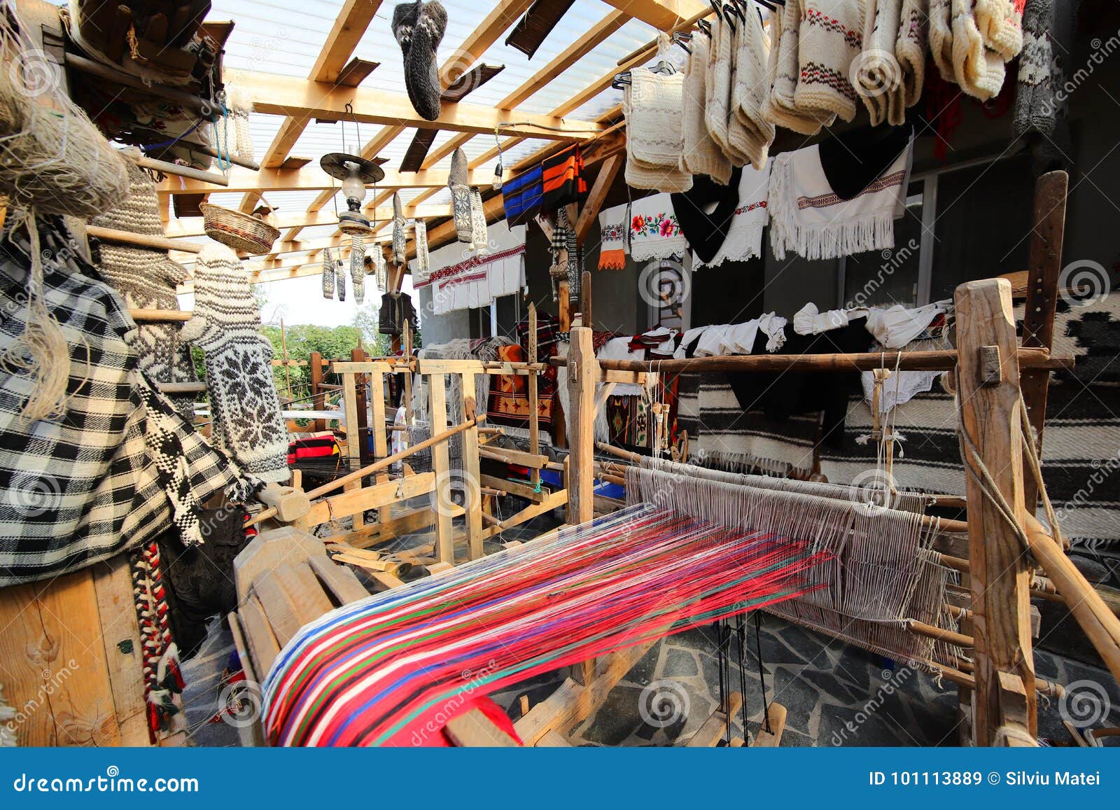 Old weaving loom stock image. Image of handloom, manufactory - 101113889