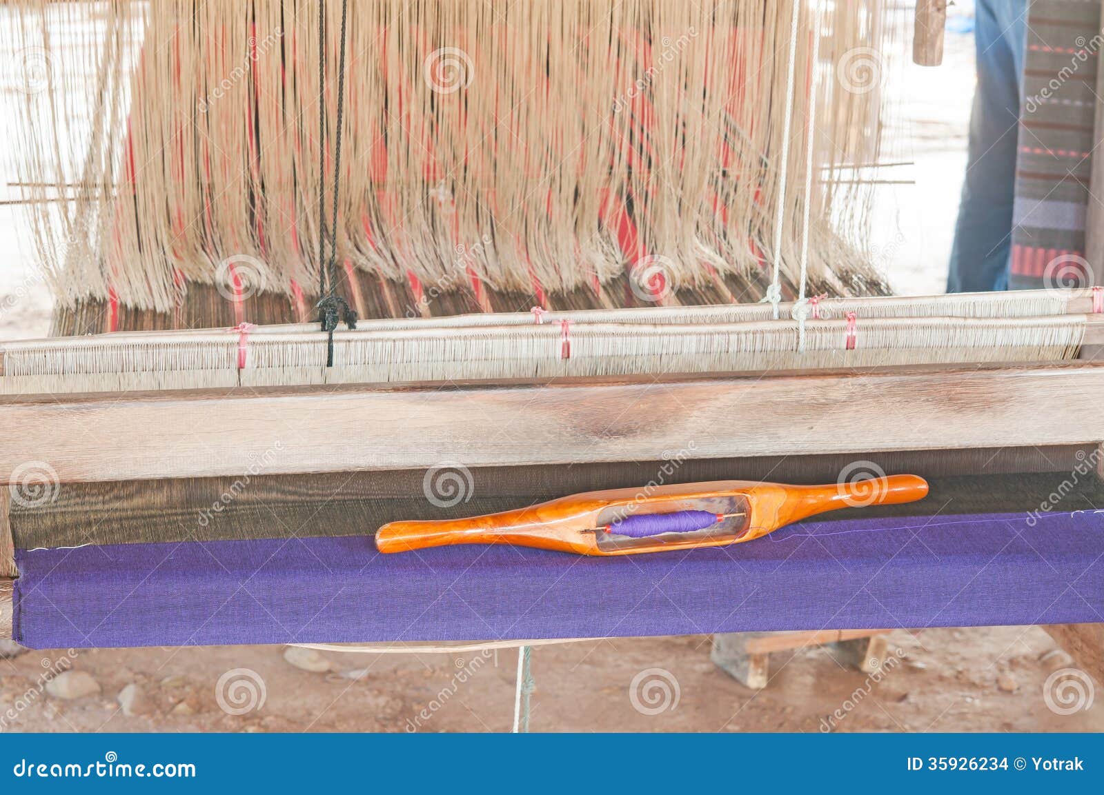 Old Weaving Loom and Shuttle Stock Photo - Image of fabric, working ...