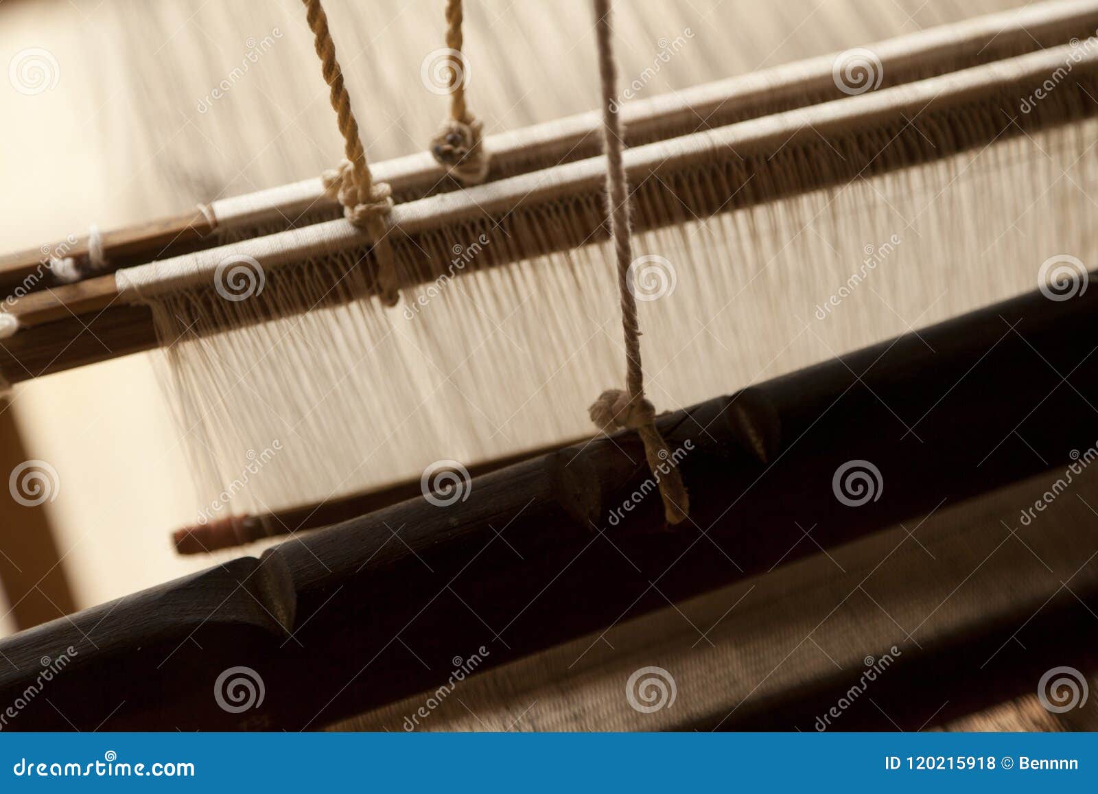 An Old Weaving Loom and Thread of Yarn. Stock Photo - Image of machine ...