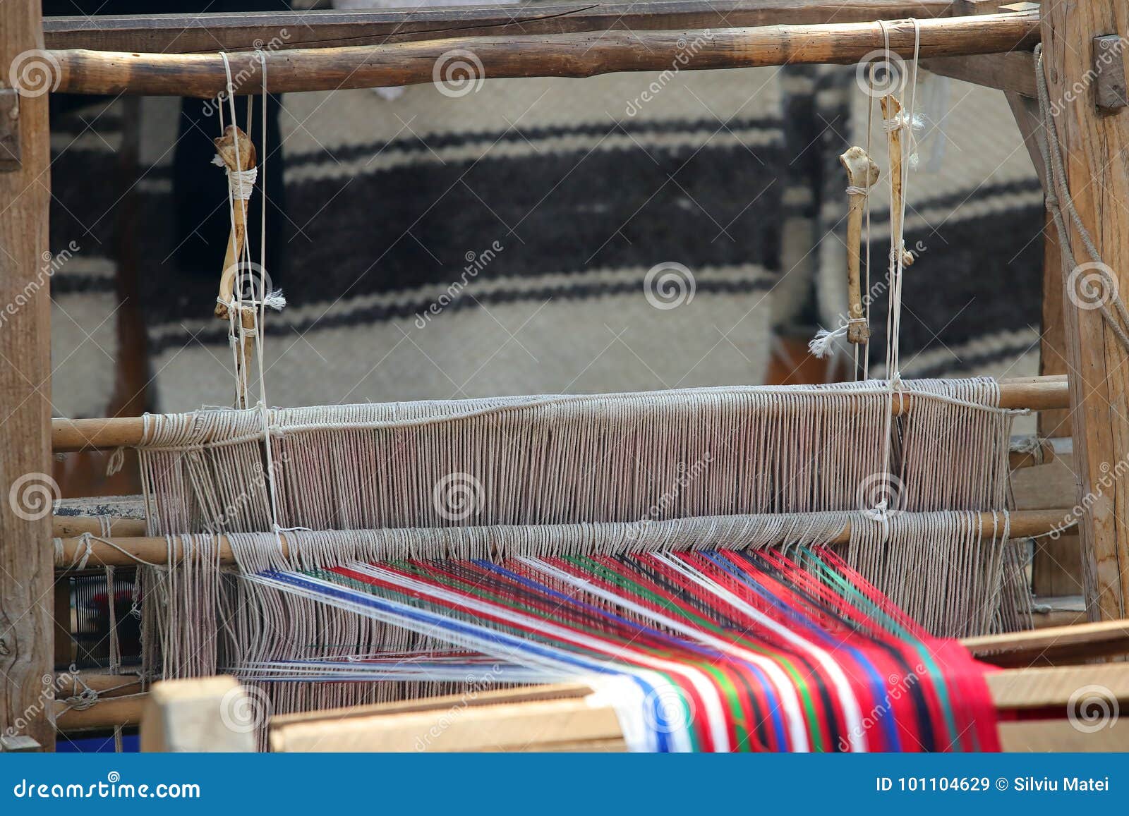 Old weaving loom stock image. Image of wooden, cloth - 101104629