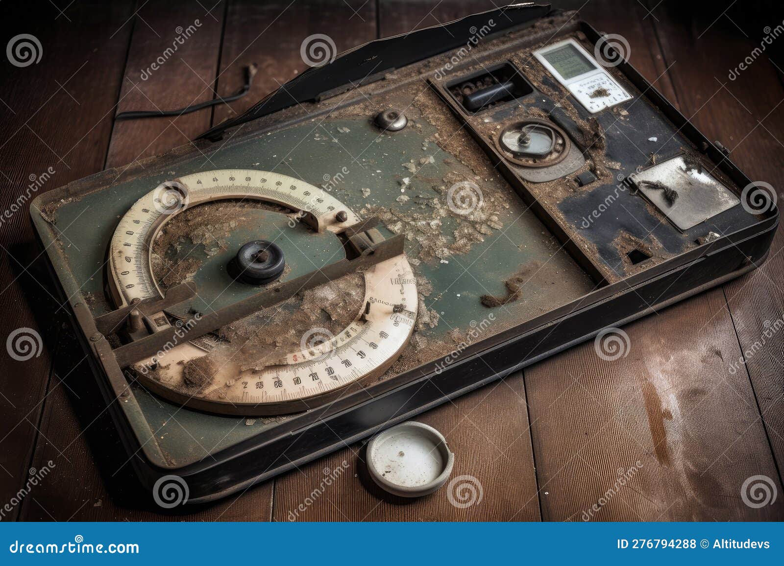 Old Weight Scale with Broken or Missing Parts Lying on the Floor Stock ...