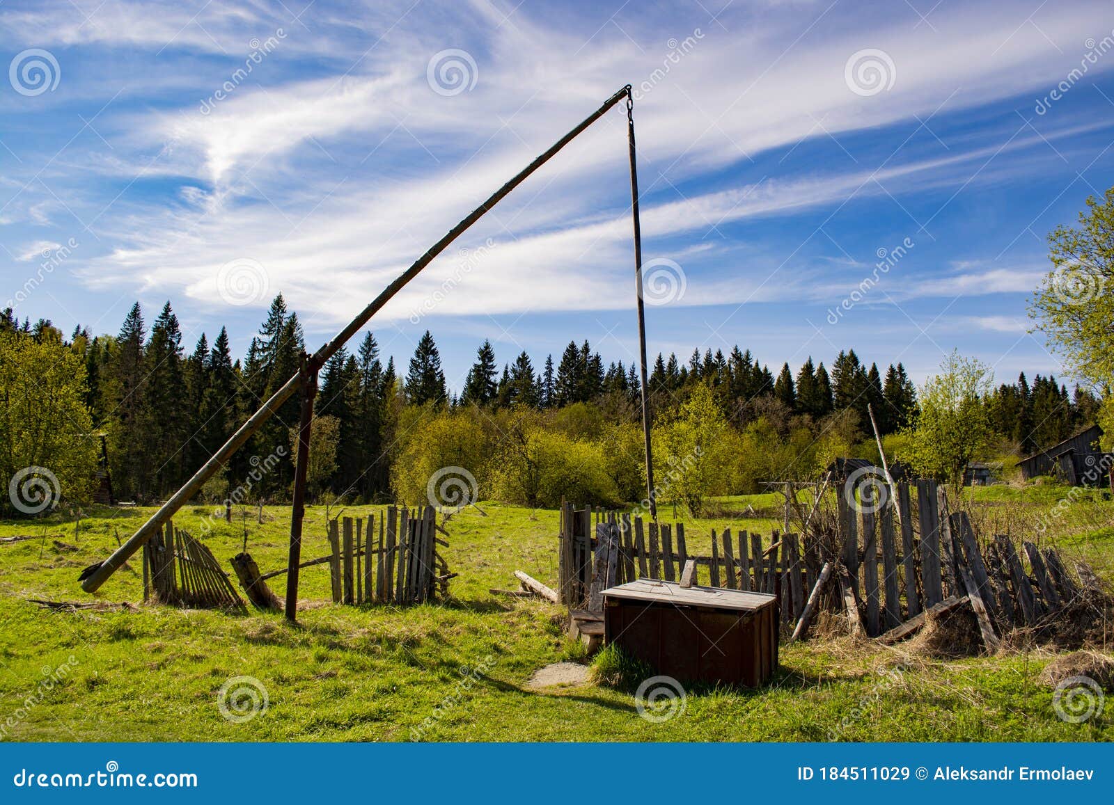 Old Well with Drinking Water with a Crane Stock Image - Image of ...
