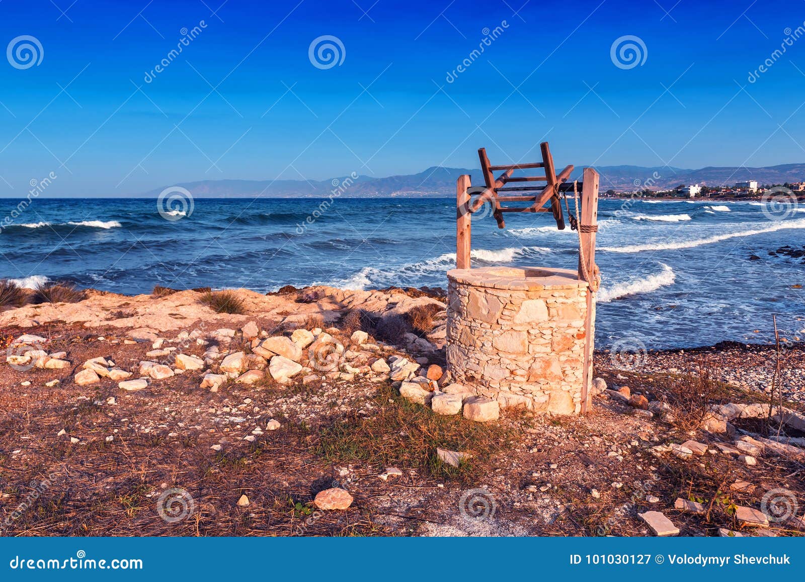 Old well on the seashore stock image. Image of empty - 101030127