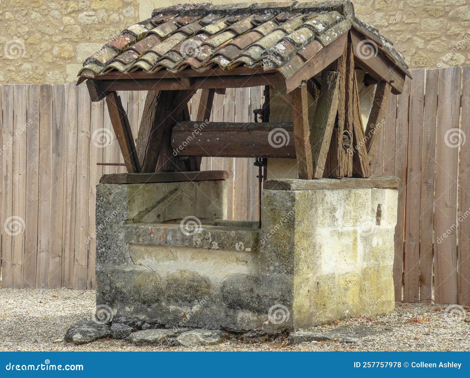 Old well with tile roof stock photo. Image of slates - 257757978