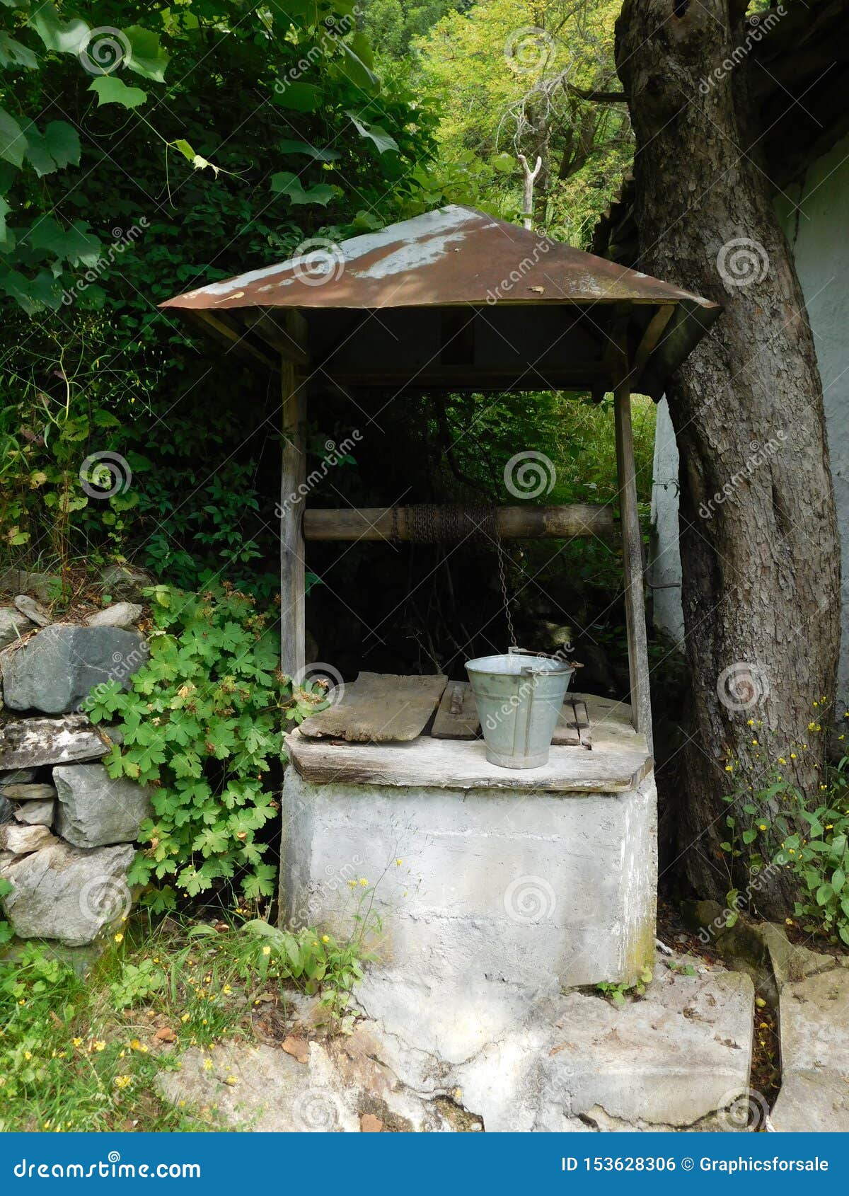 An Old Well in a village stock photo. Image of architecture - 153628306