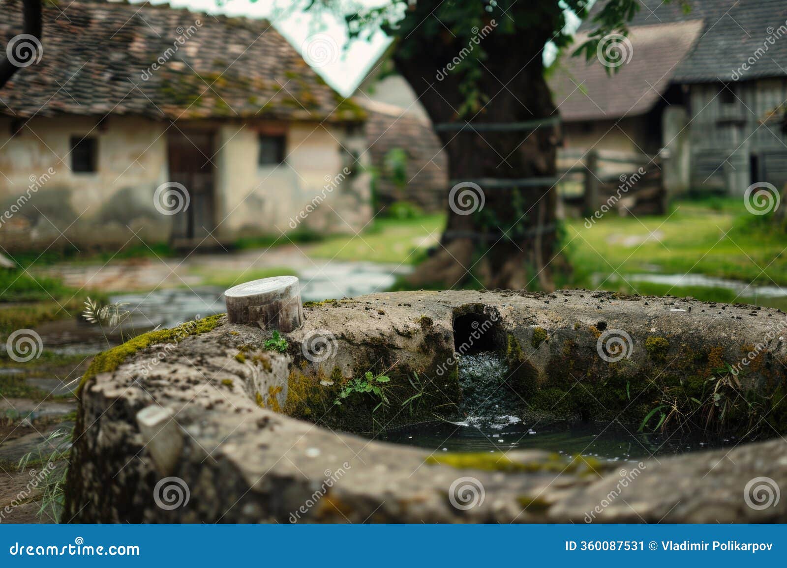 An Old Well with Water Flowing Out, Suitable for Various Concepts Stock ...