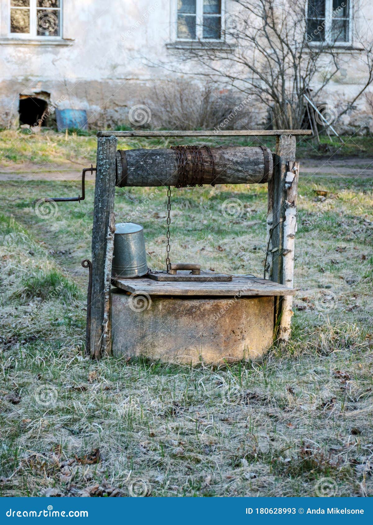 An old well in the yard stock image. Image of litter - 180628993