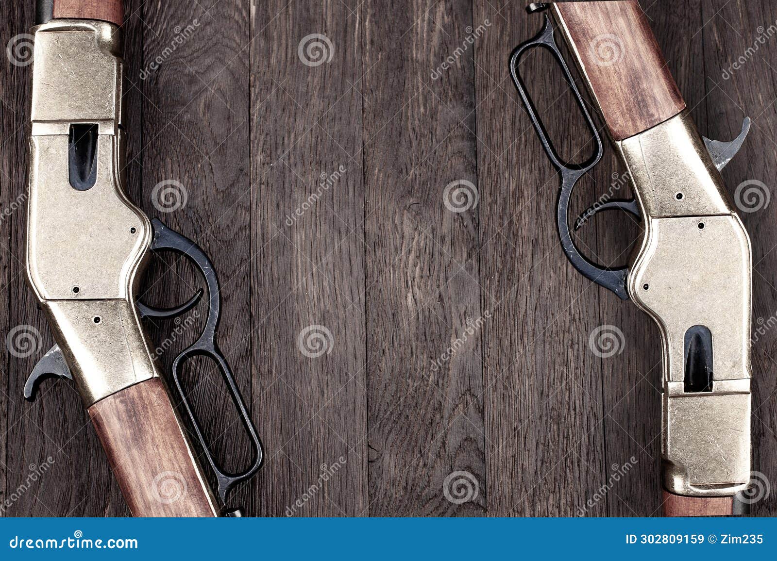 Old West Gun - Lever-action Repeating Rifles With Ammunition Royalty ...