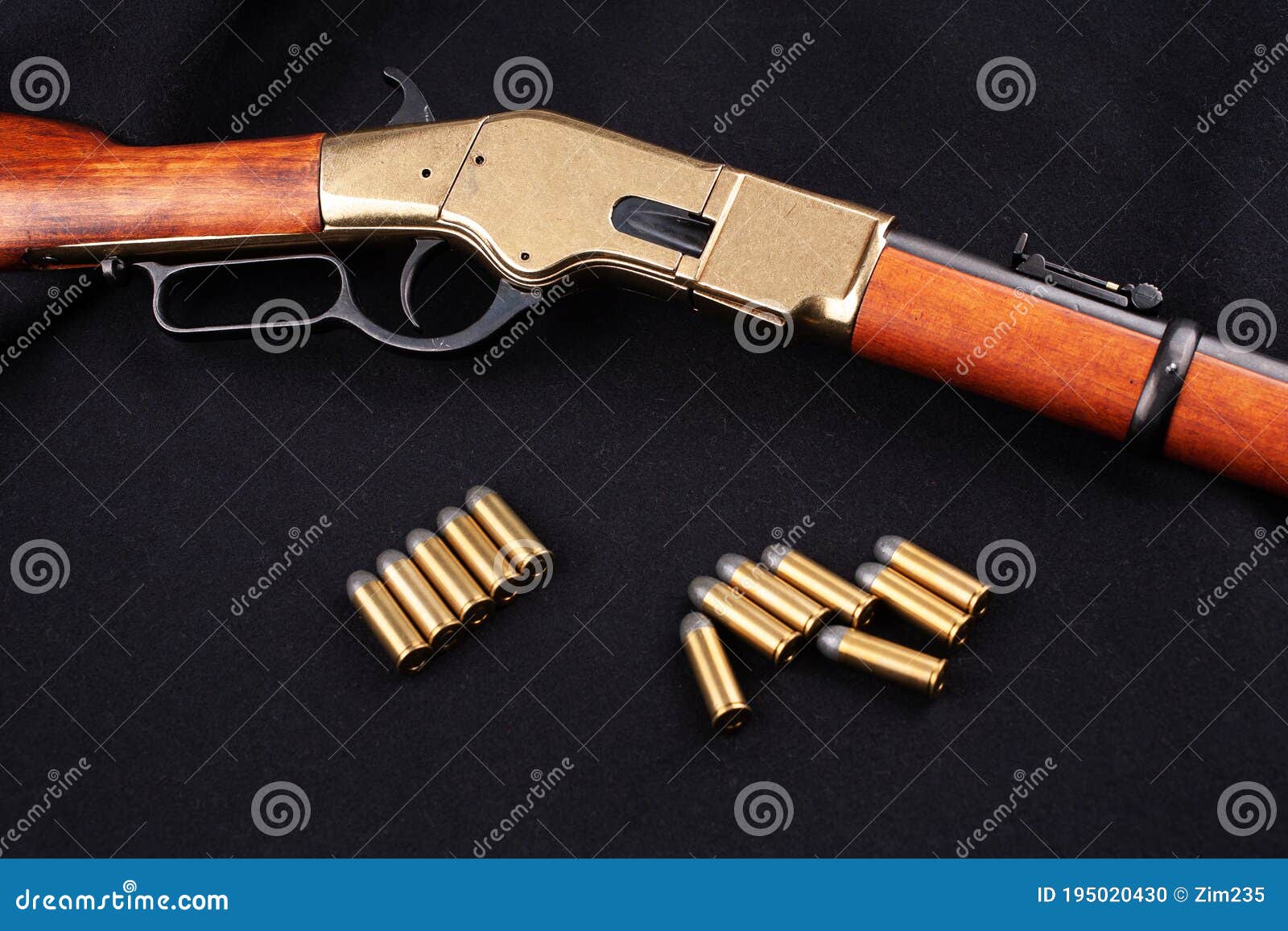 Old West Rifle with Ammunition Stock Photo - Image of county, action ...