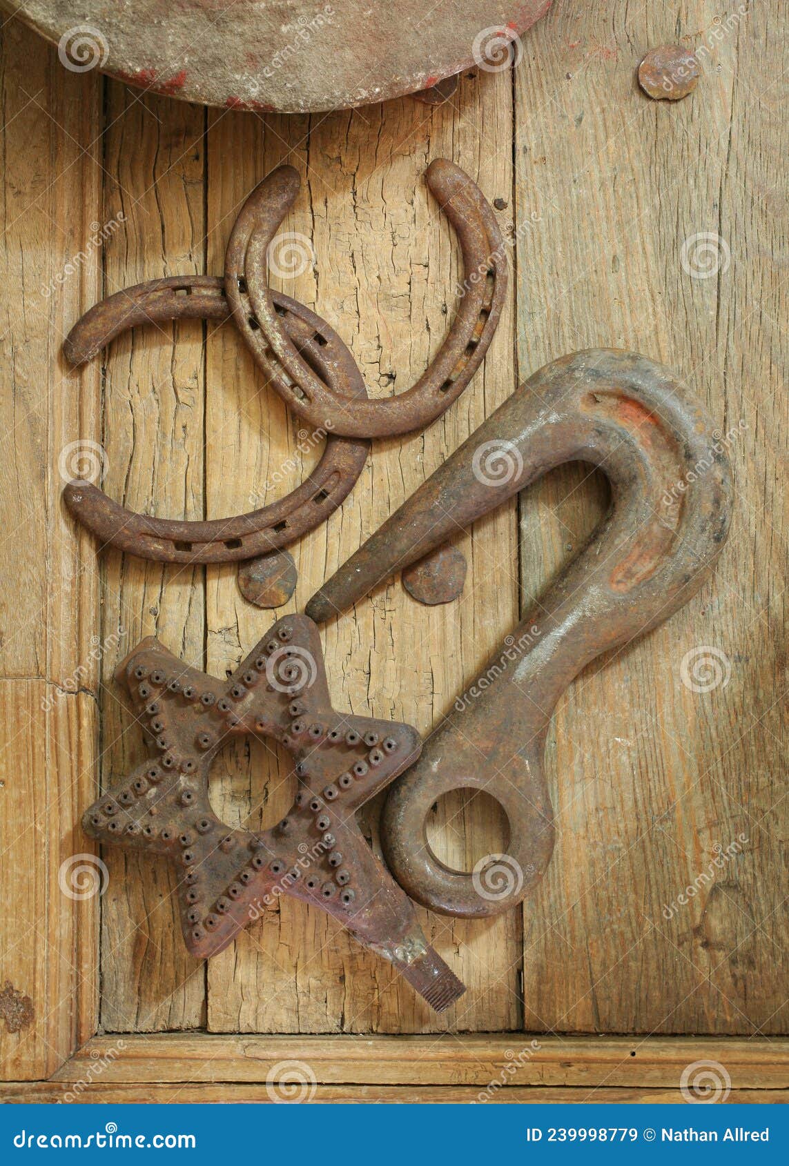 Old West Rusty Still Life Objects on Wood Table Stock Image - Image of ...