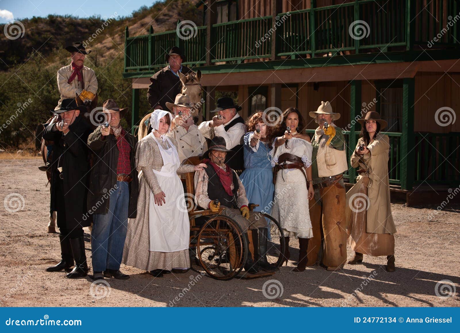 Old West Townspeople stock photo. Image of pistol, injured - 24772134
