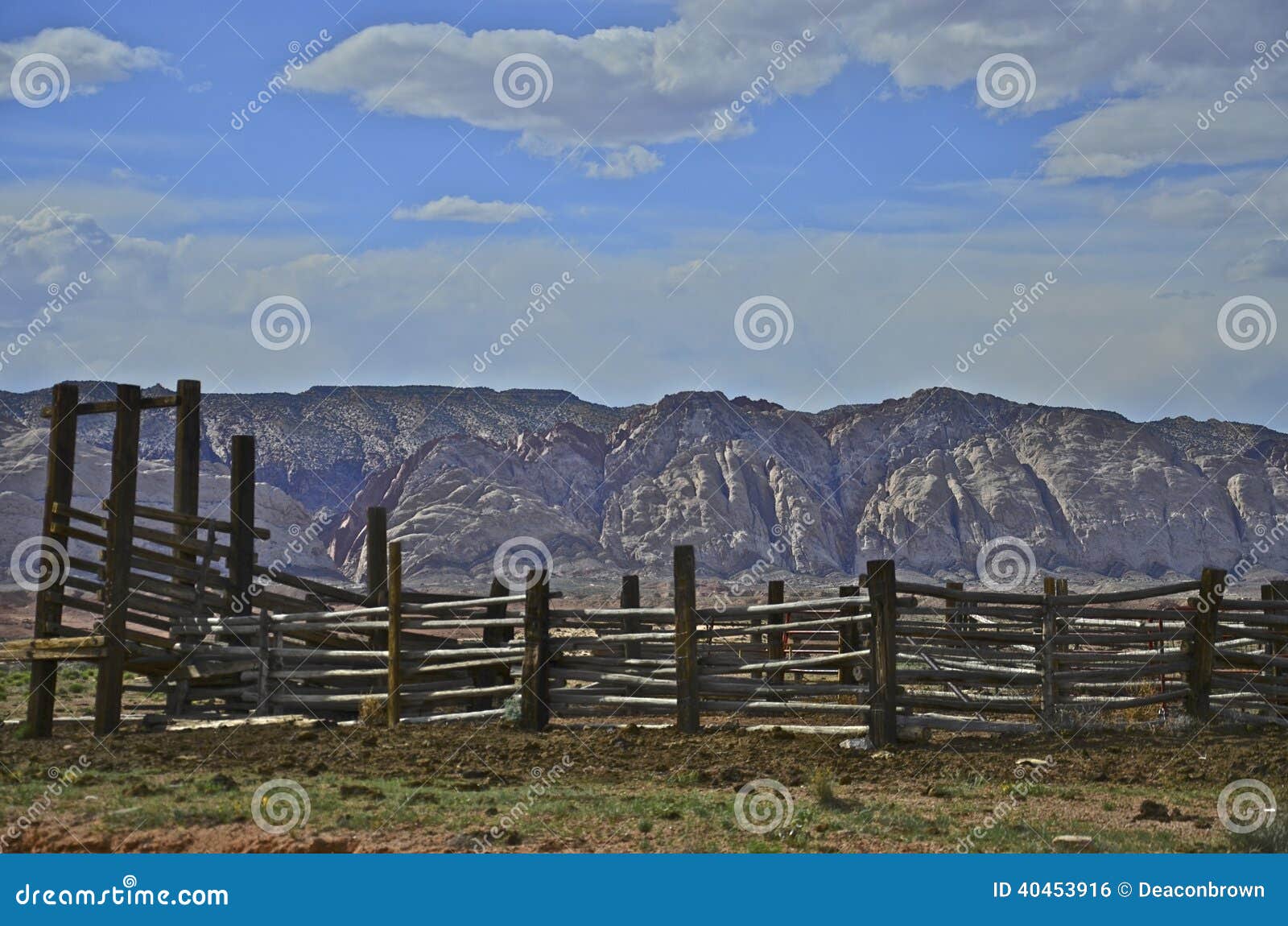 Old Western Corral Rustic Scene Blue Sky Background Stock Image ...