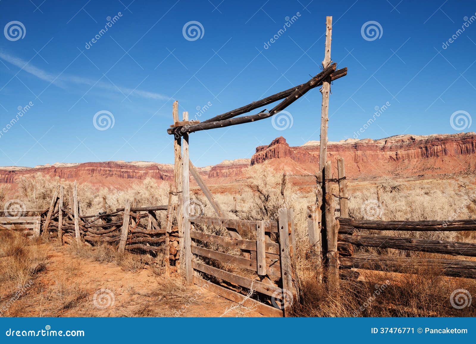 Old Western Ranch Gate stock image. Image of weathered - 37476771