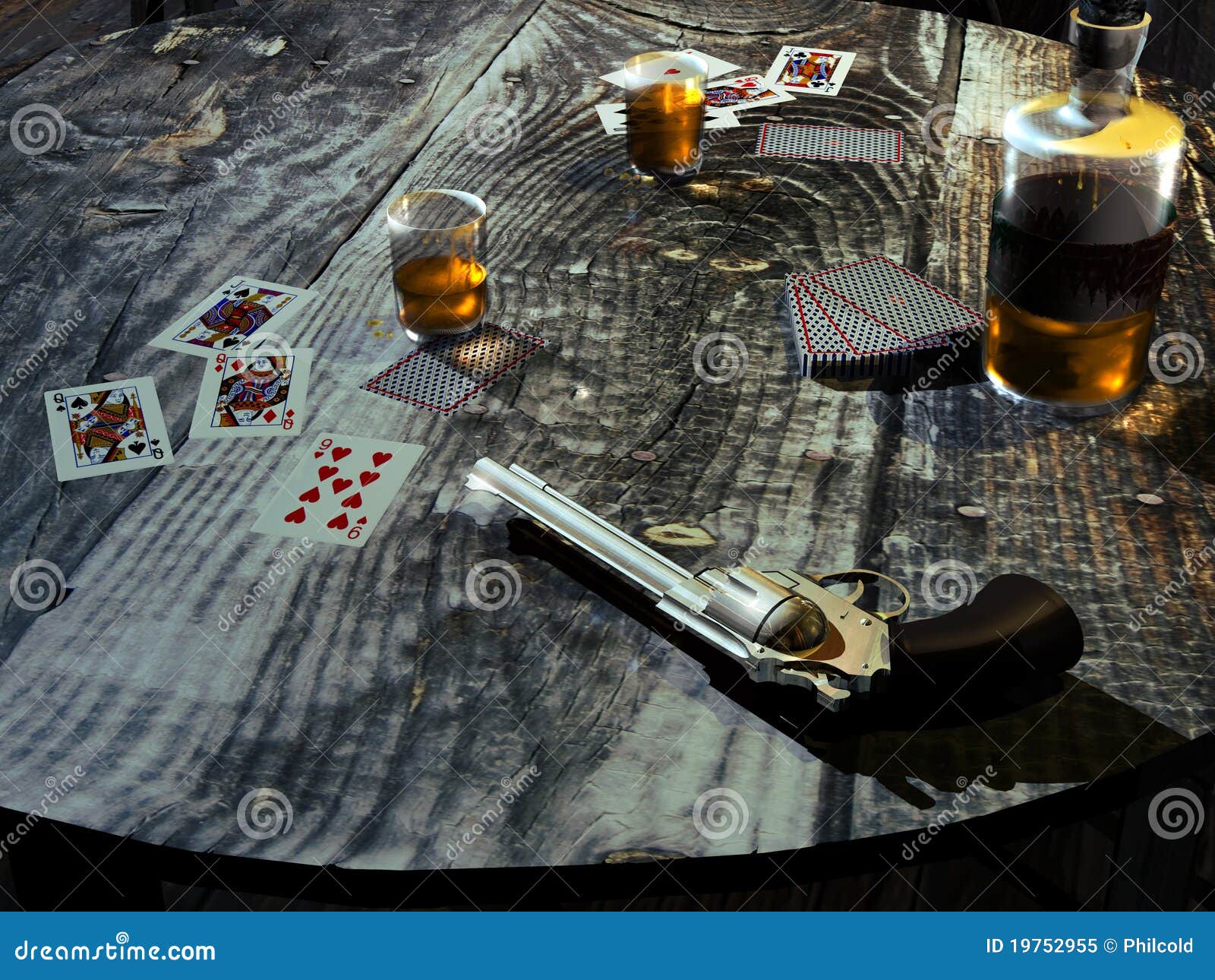 Old western saloon table stock illustration. Illustration of cards ...