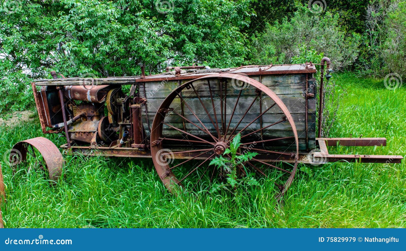 Old Wheel Barrow on Grass Land Stock Image - Image of tool, empty: 75829979