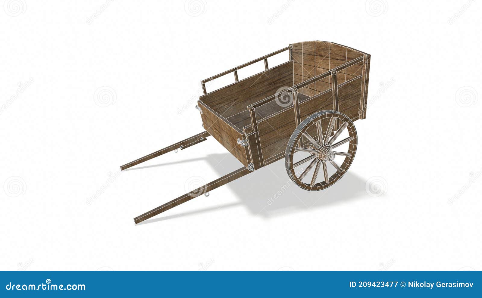 Old Wheel From A Cart On A White Background 3d-illustration3d-rendering ...