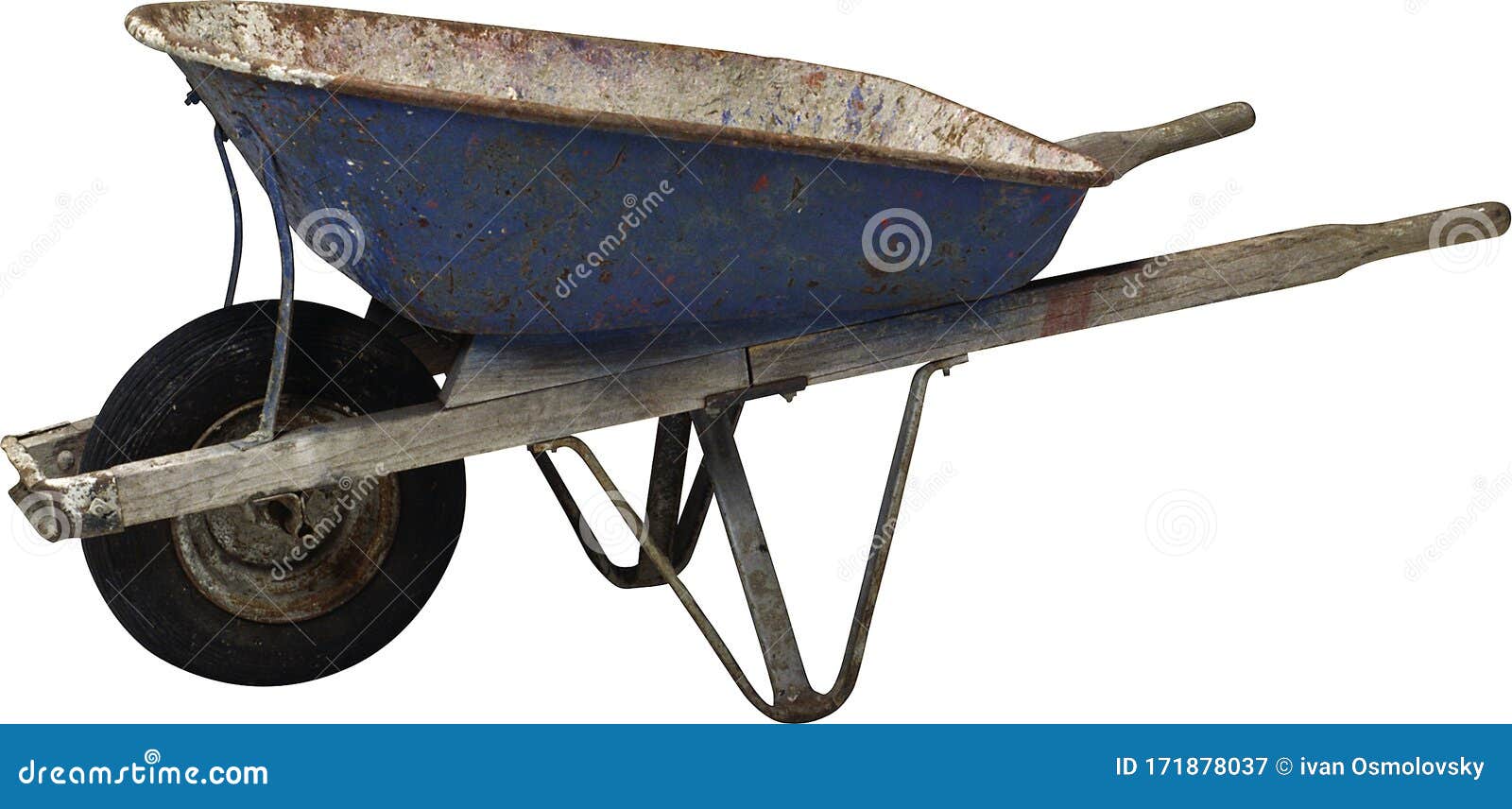 Old Wheelbarrow with One Wheel on a White Background Stock Image ...