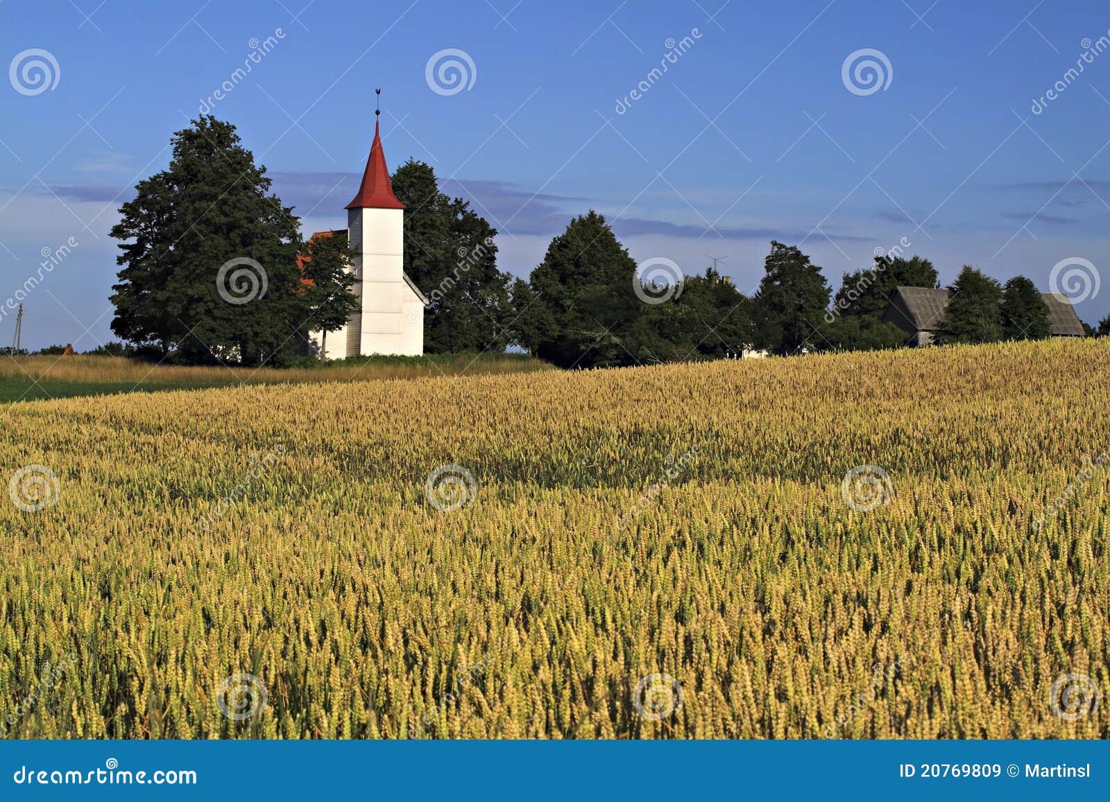 Old white church in field. stock image. Image of landscape - 20769809