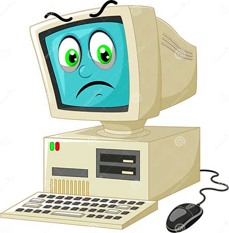 Old White Computer with Angry React Face Cartoon Stock Illustration ...