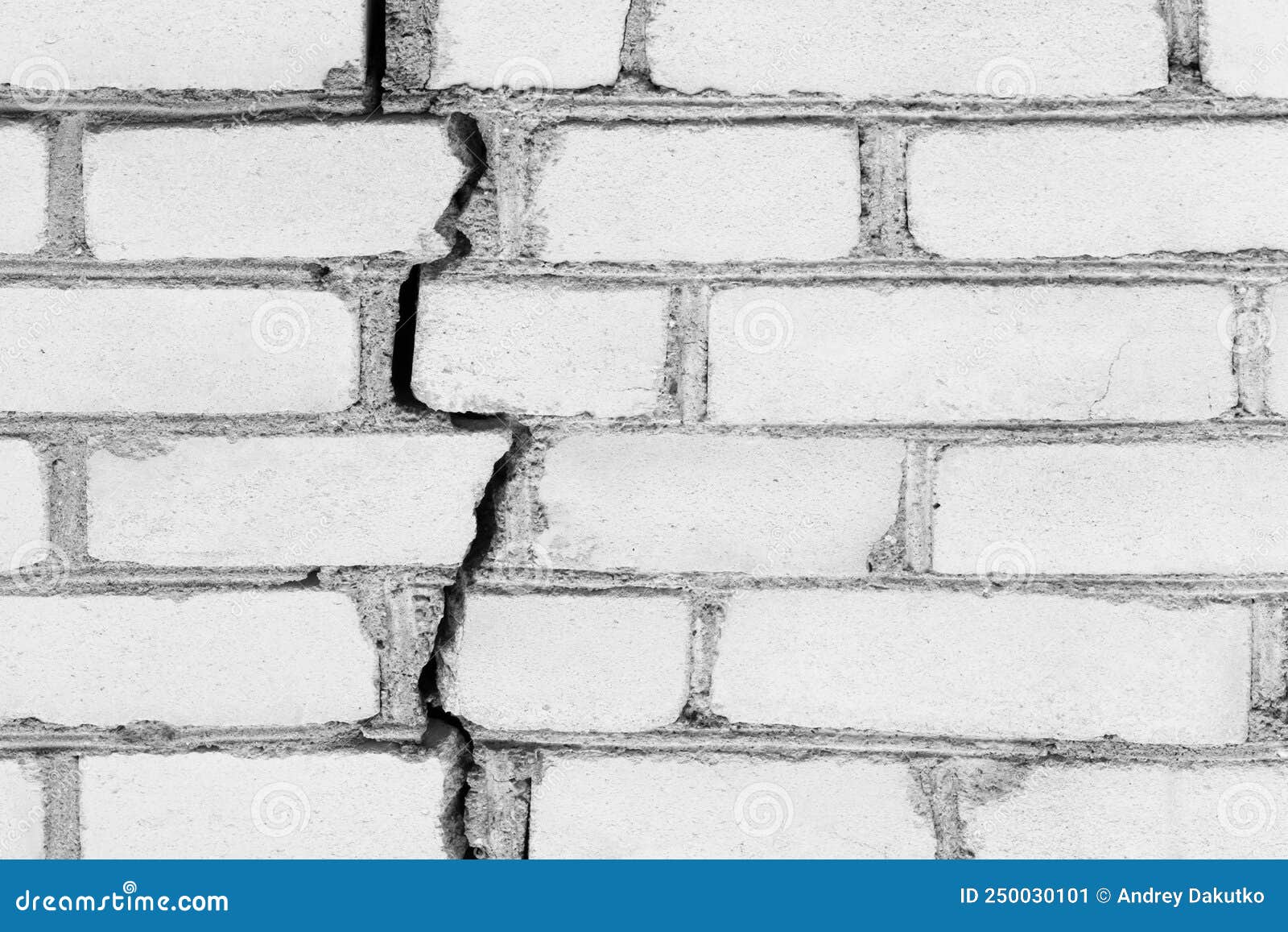 Old White Cracked Brick Texture Wall Damaged Background Broken Stock ...