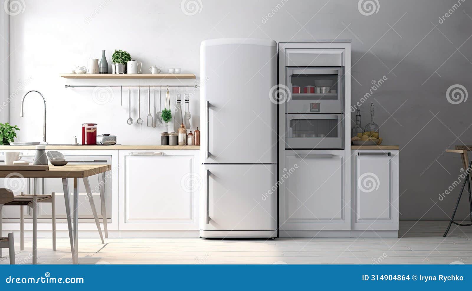 Old White Fridge in the Kitchen Room Stock Photo - Image of household ...