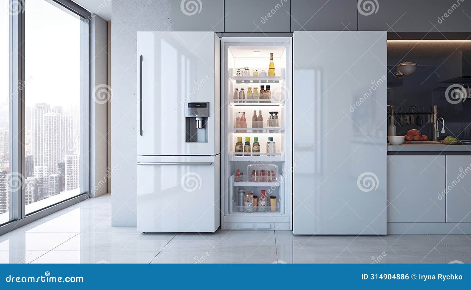 Old White Fridge in the Kitchen Room Stock Photo - Image of equipment ...