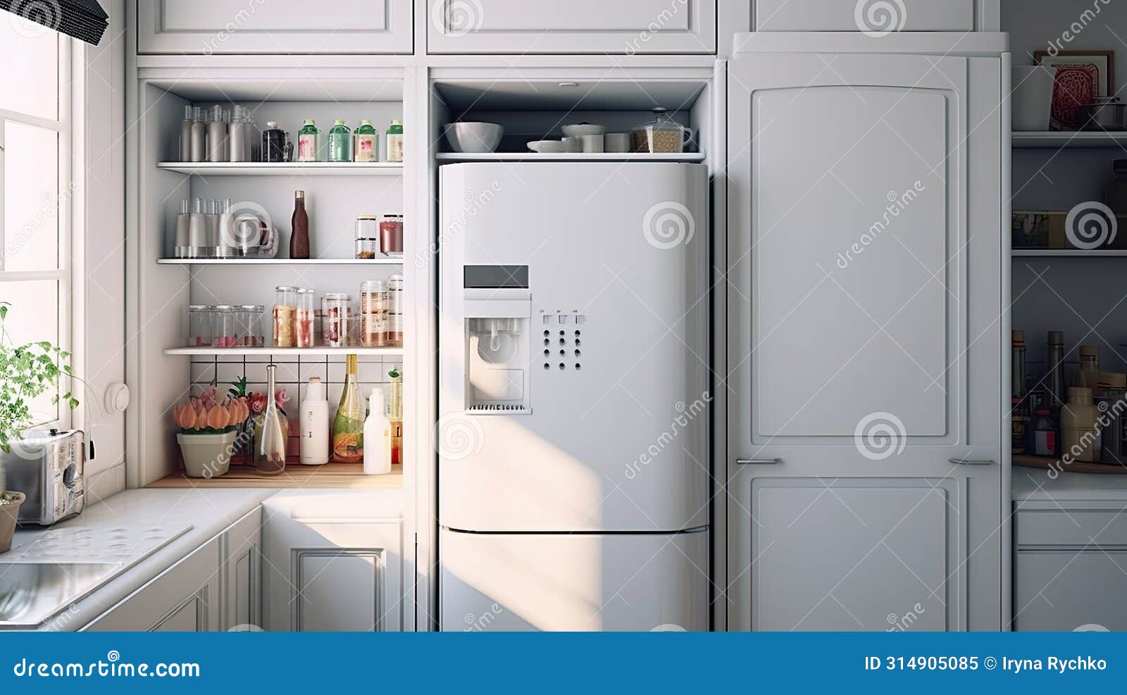 Old White Fridge in the Kitchen Room Stock Image - Image of appliance ...
