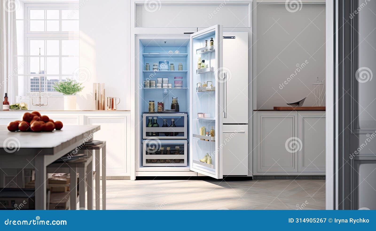 Old White Fridge in the Kitchen Room Stock Image - Image of decor ...