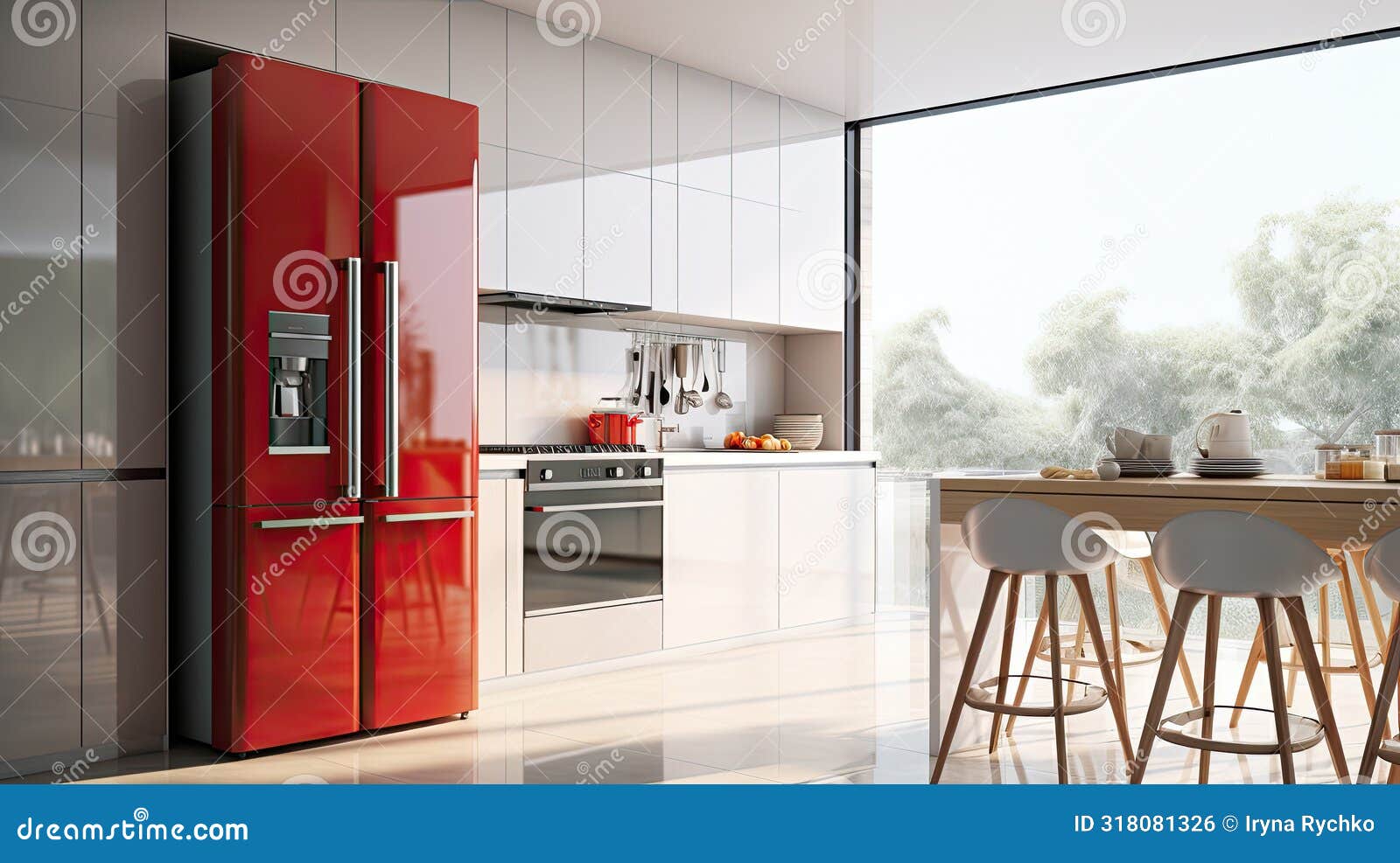 Old White Fridge in the Kitchen Room Stock Photo - Image of home ...
