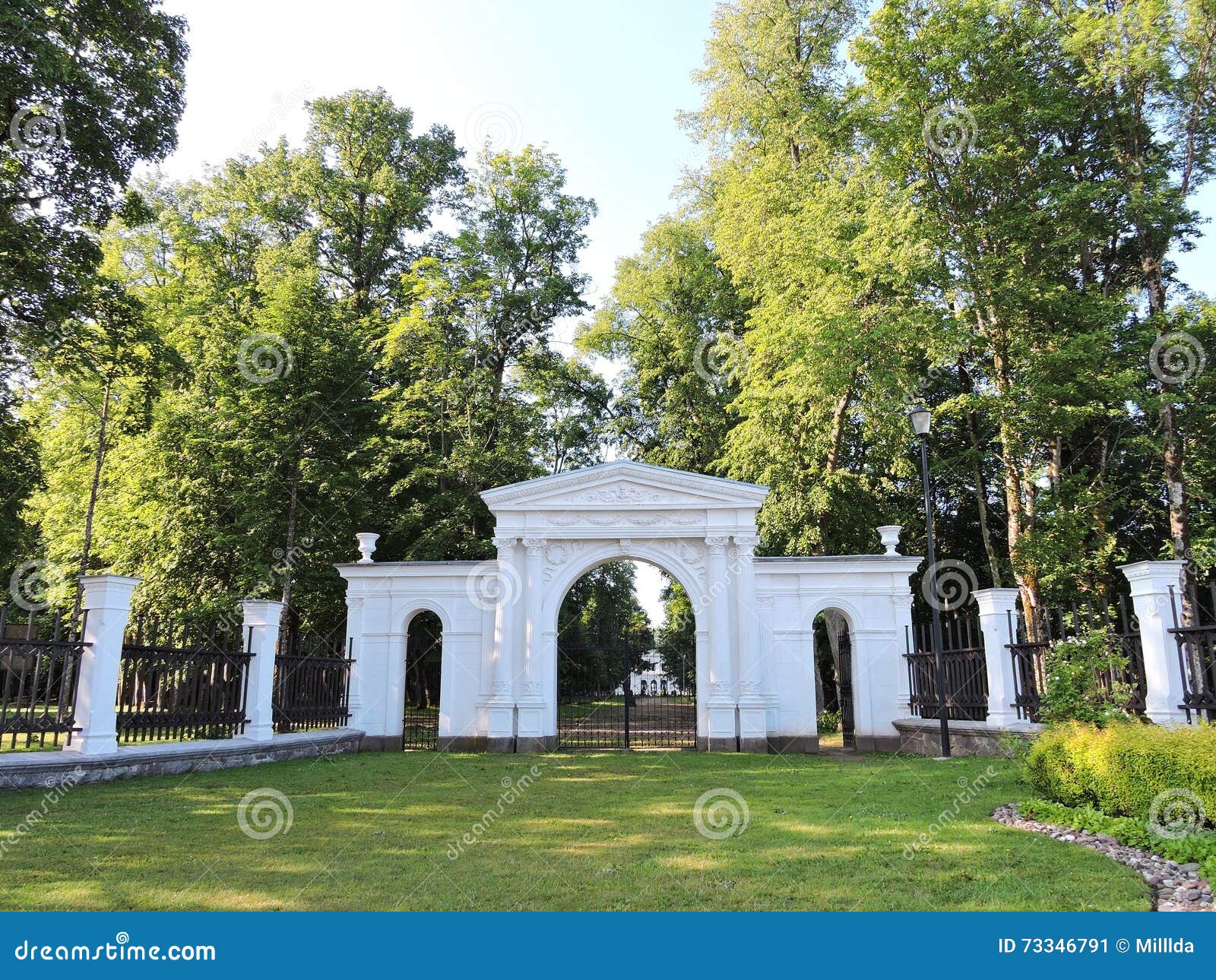 Old white gate, Lithuania stock image. Image of background - 73346791
