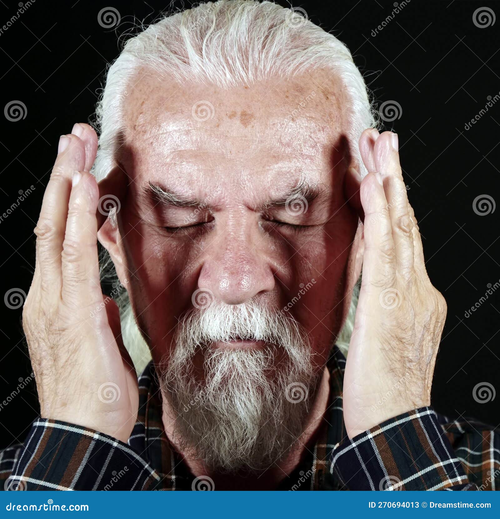 Old White Haired Man Have a Headache Stock Image - Image of senior ...