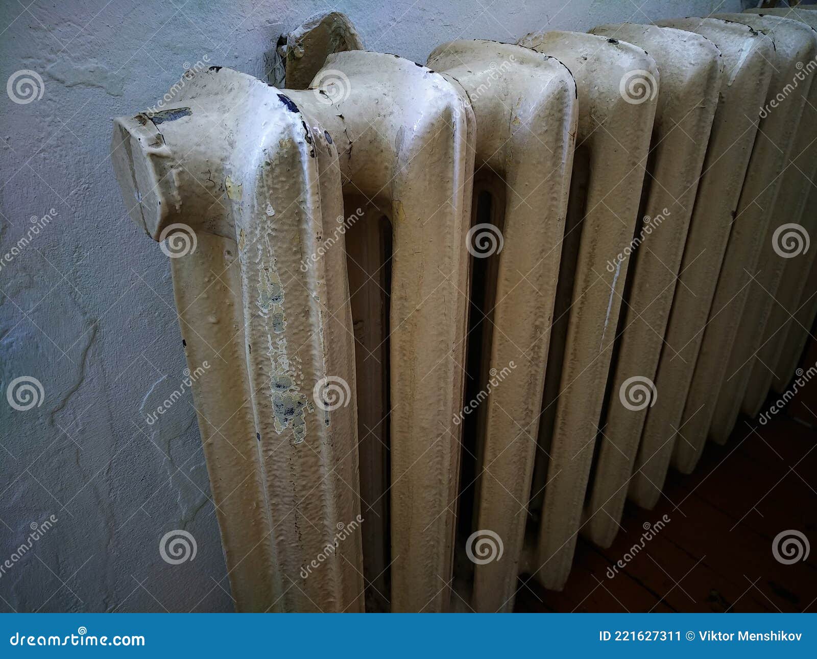 Old White Heating Radiator on a Concrete Wall Stock Image - Image of ...