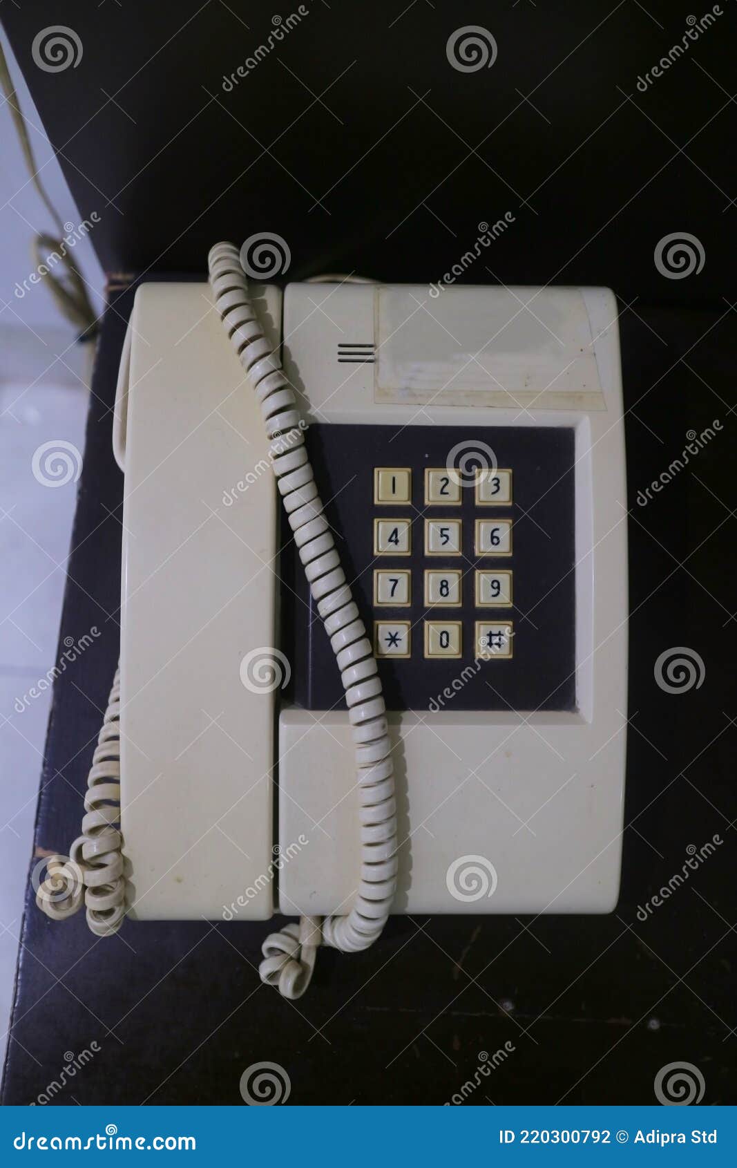 Old White Landline Phone with Cable Stock Photo - Image of home ...