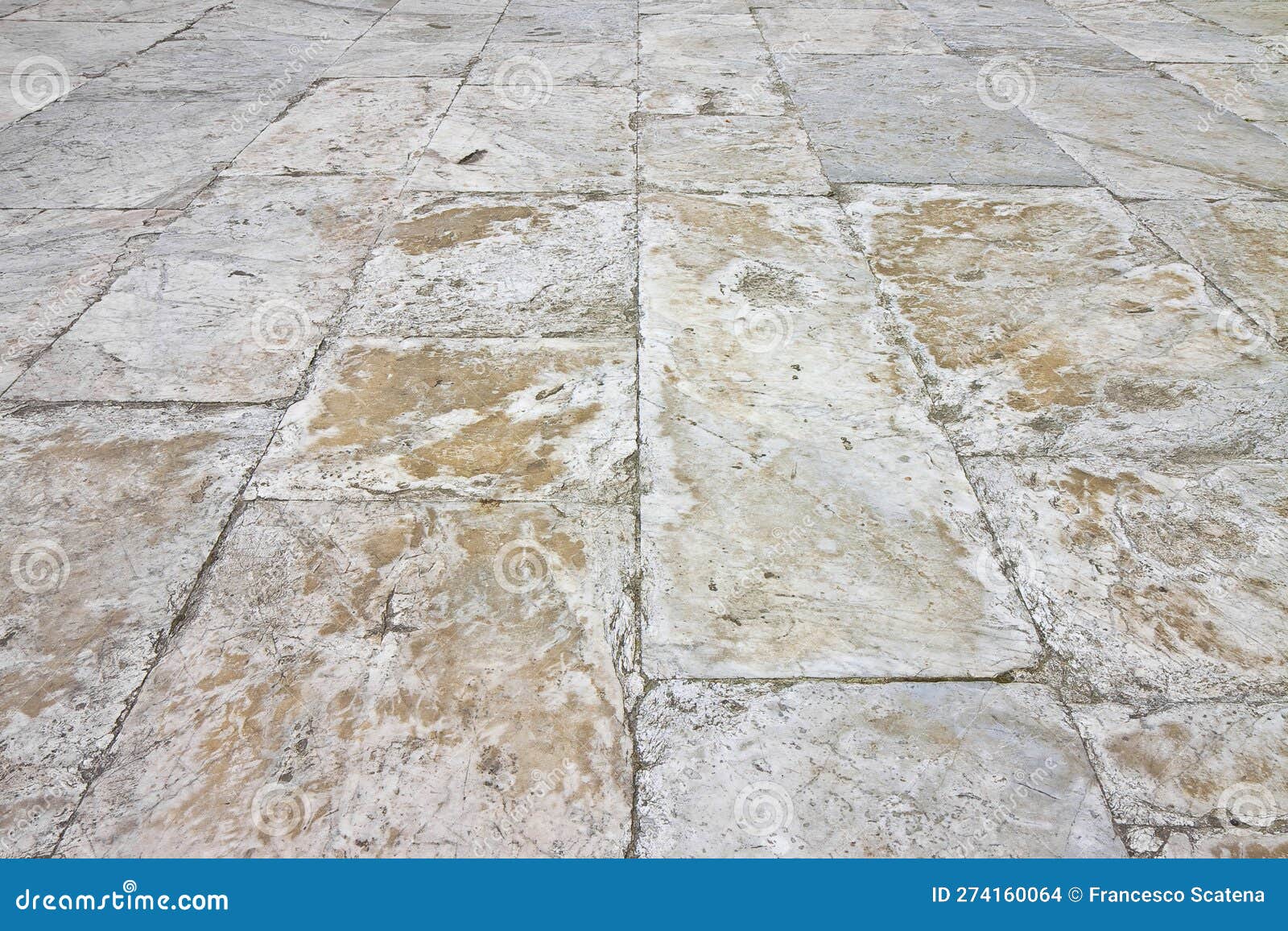 Old White Limestone Paving Made with Stone Blocks of Rectangular Shape ...